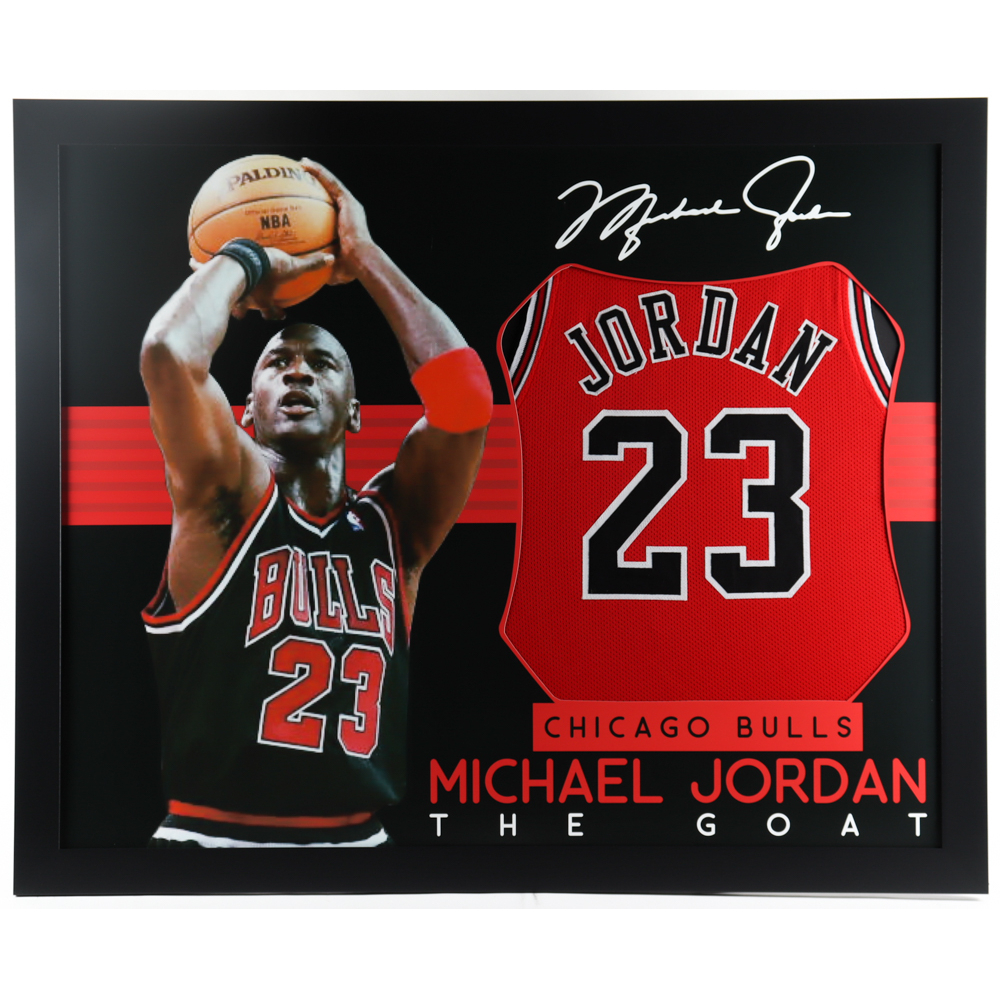 Michael Jordan 35x43 Custom Framed Jersey (See Description) | Pristine ...