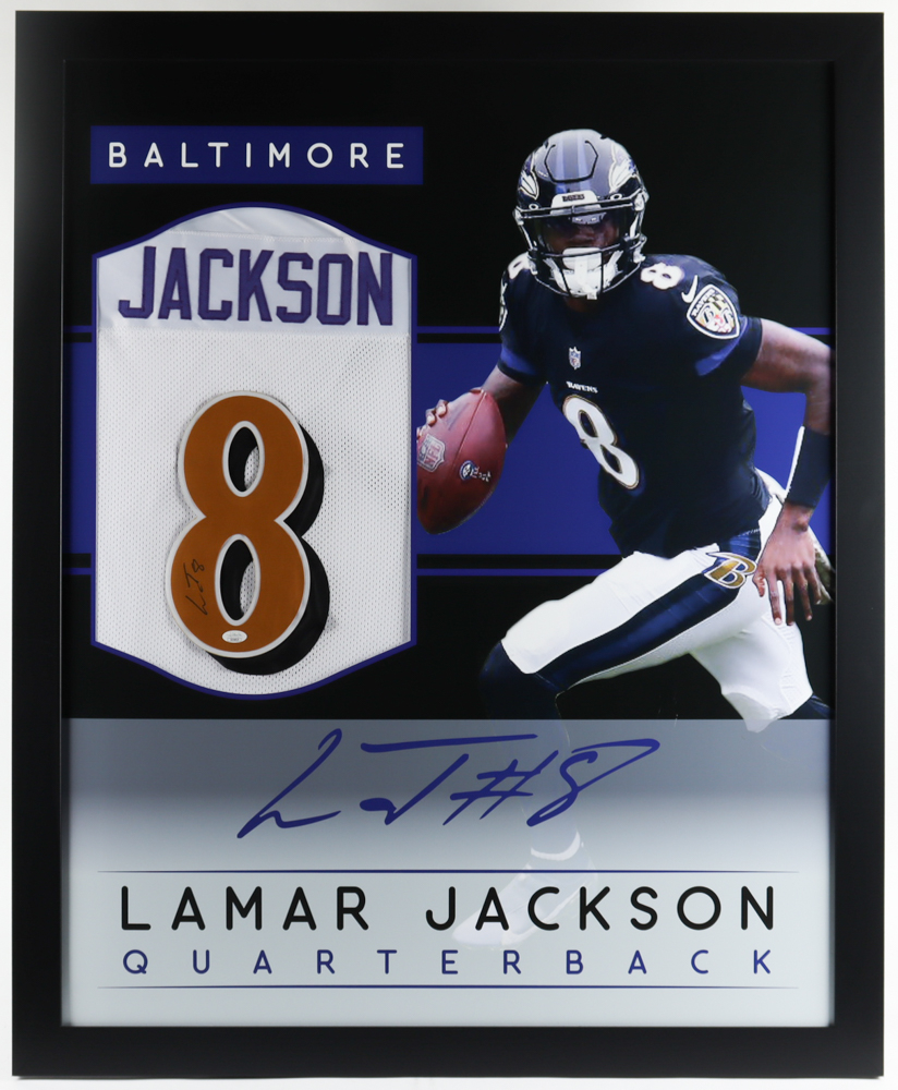 Lamar Jackson Signed 35x43 Custom Framed Jersey (JSA Hologram) (See ...