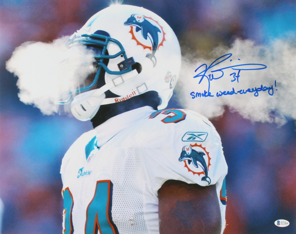 Ricky Williams Signed Dolphins 16x20 Photo Inscribed "Smoke Weed ...