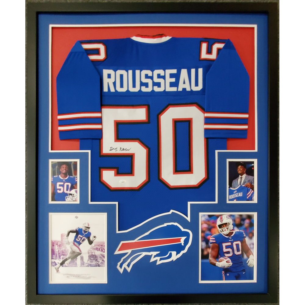 Greg Rousseau Signed 34x42 Custom Framed Jersey (JSA COA) | Pristine ...