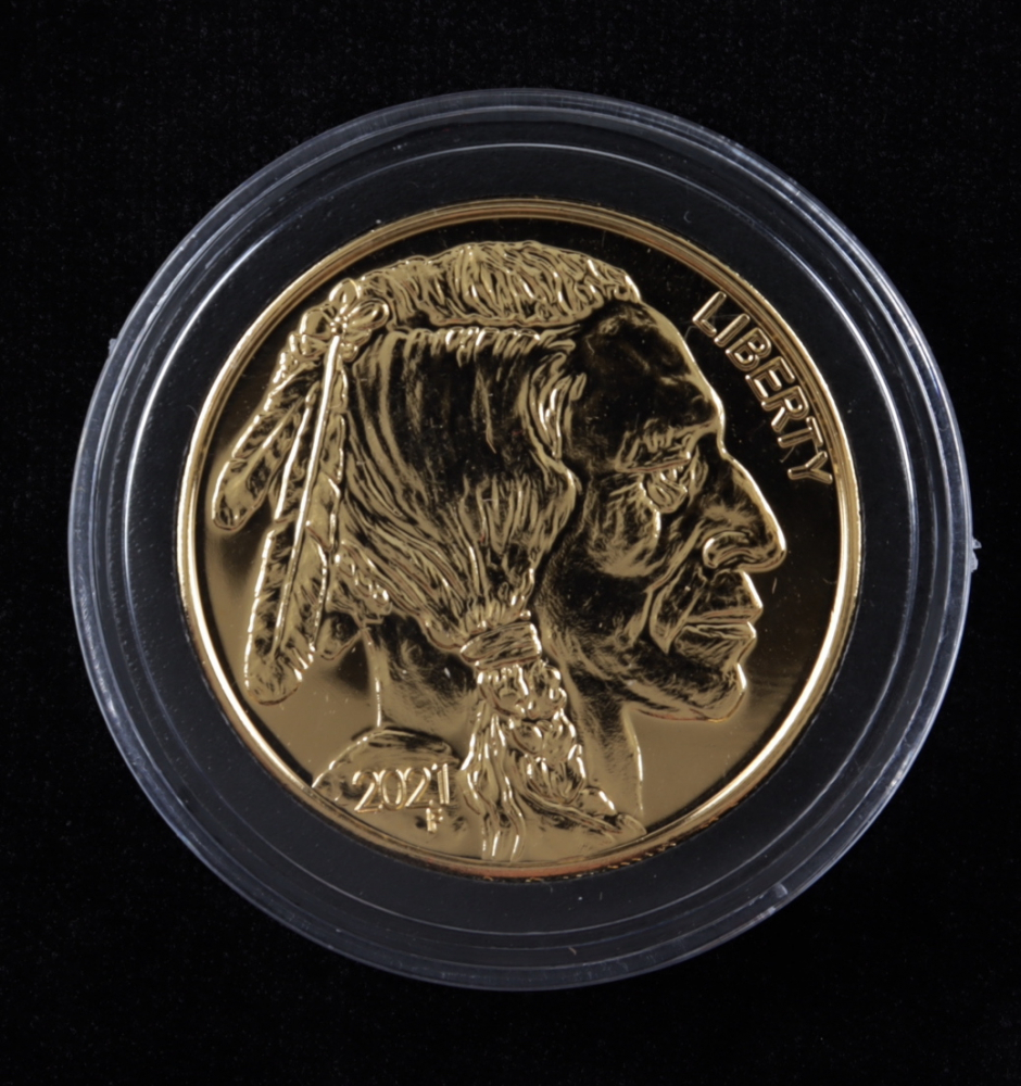 2021-F American Buffalo Indian Head 1 oz .9999 Fine 24 KT Gold Plated ...