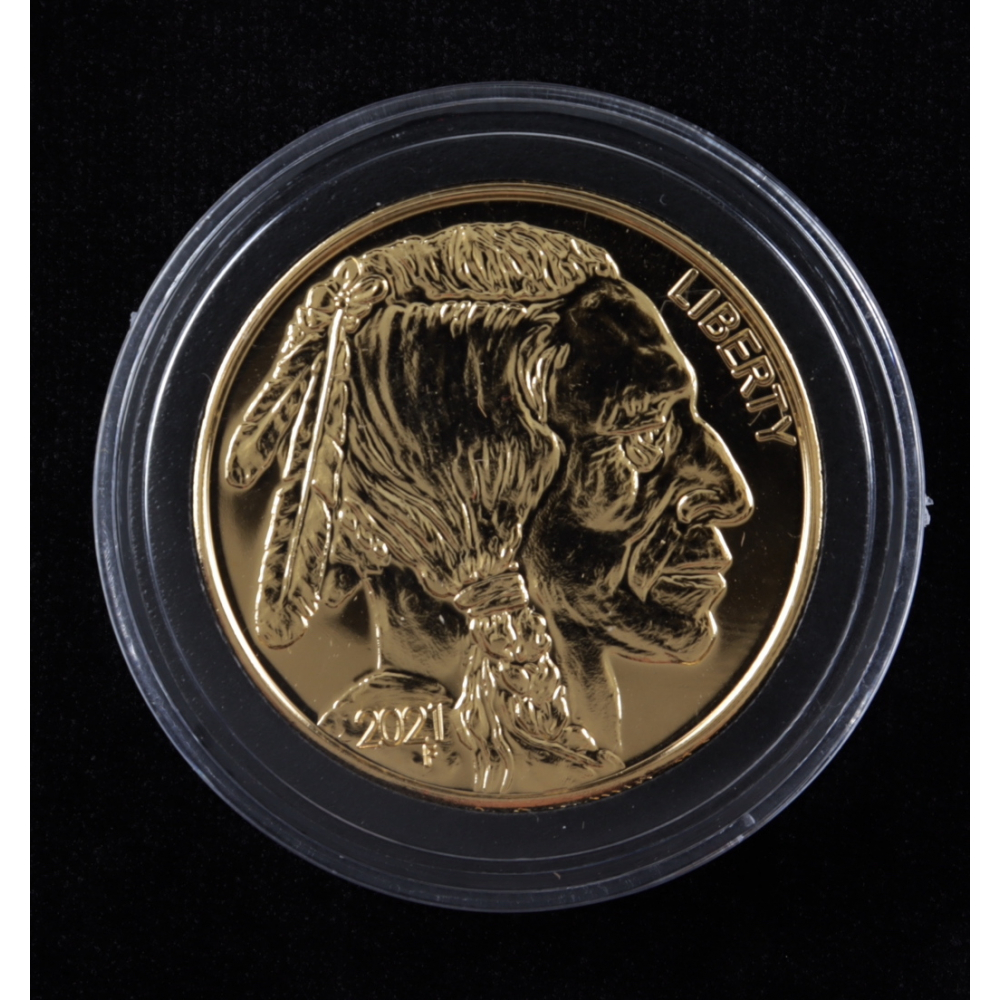 2021-F American Buffalo Indian Head 1 oz .9999 Fine 24 KT Gold Plated ...