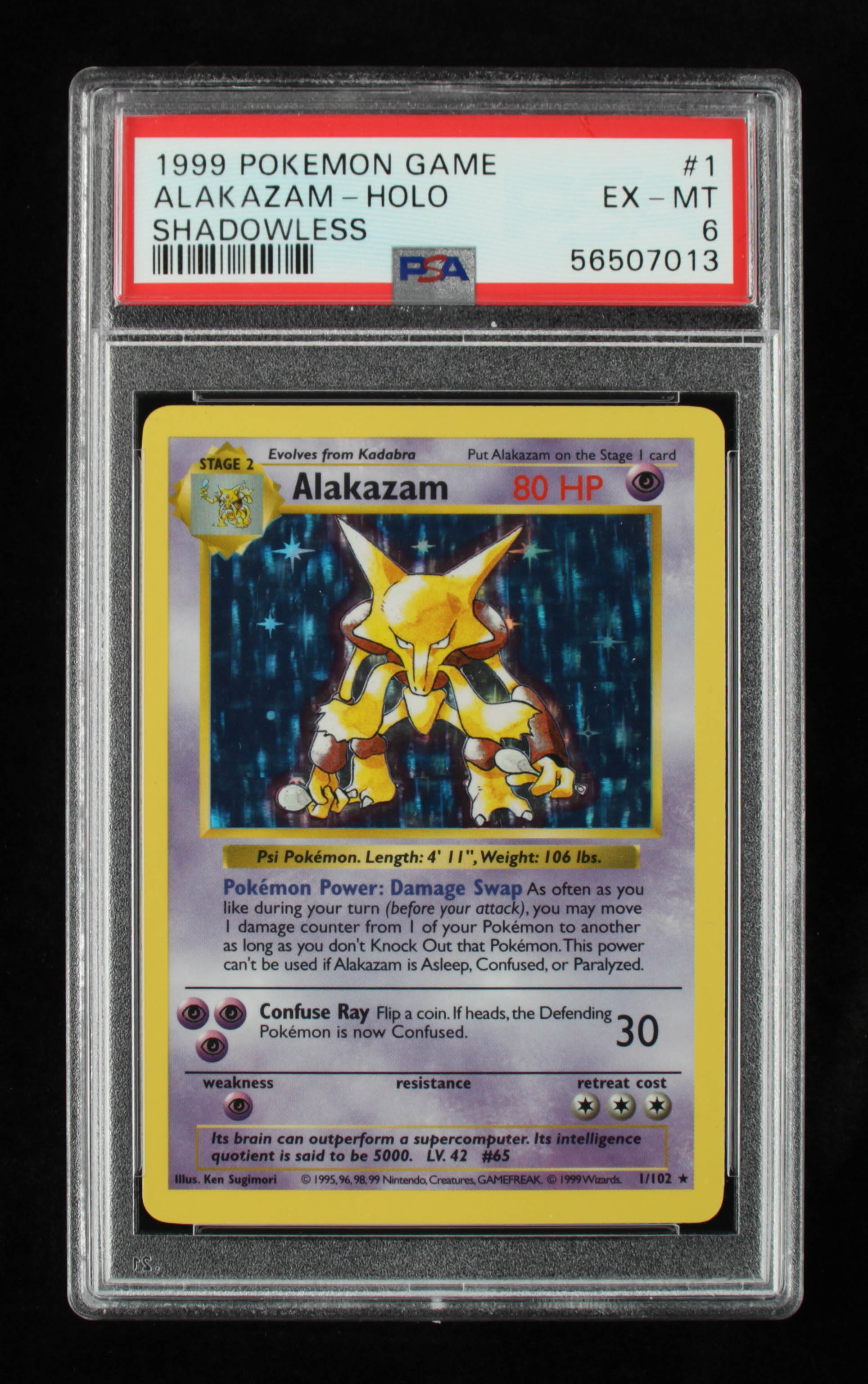 Alakazam 1999 Pokemon Base Shadowless #1 HOLO R (PSA 6) | Pristine Auction