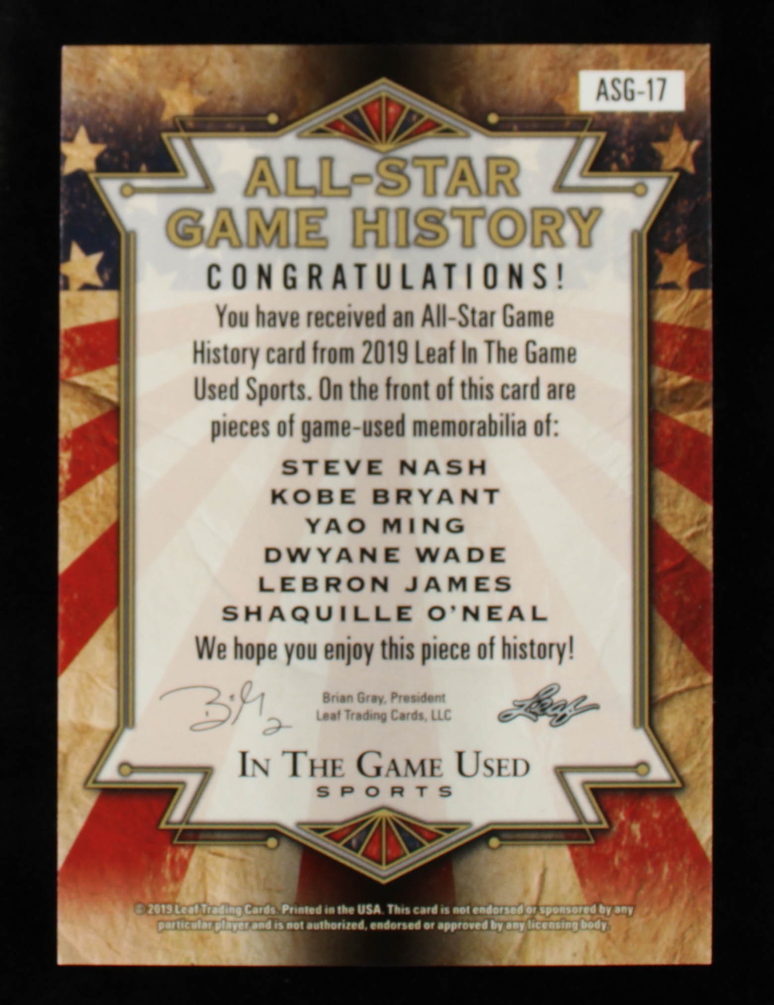 2019 ITG Used Sports All Star Game History Memorabilia Navy Blue #ASG17 ...