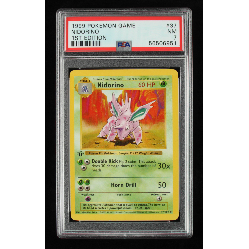 Nidorino 1999 Pokemon Base 1st Edition #37 U (PSA 7) | Pristine Auction