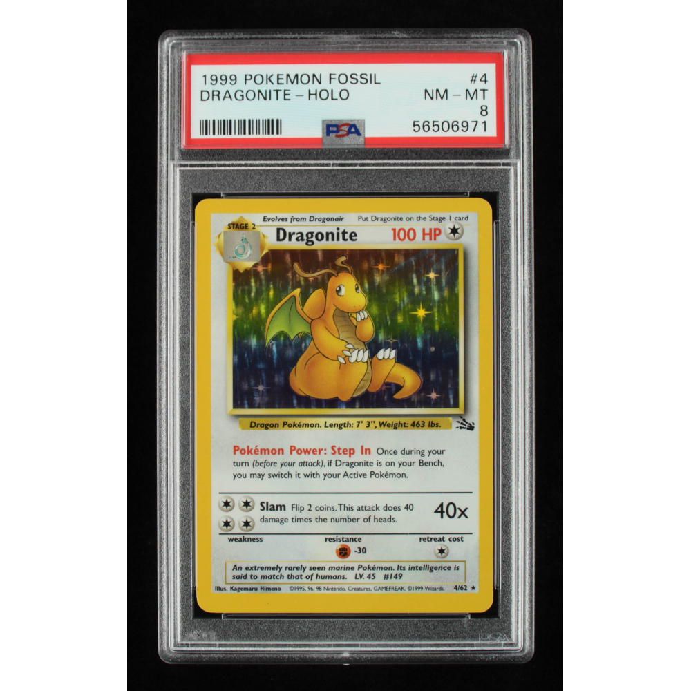 Dark Dragonite 1999 Pokemon Fossil Unlimited #4 Dragonite HOLO R (PSA 8 ...