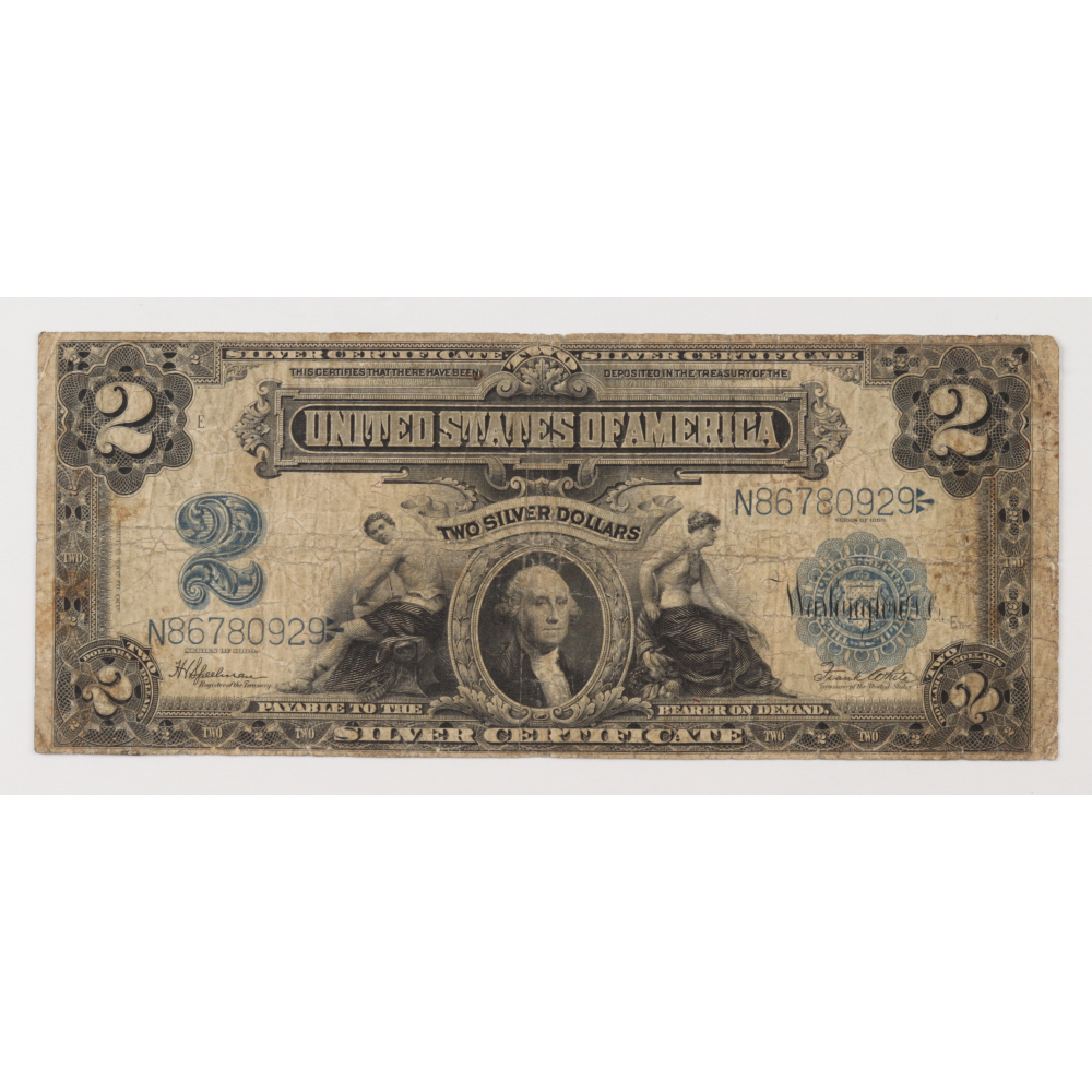 1899 $2 Two-Dollars U.S. Silver Certificate Large-Size Bank Note ...