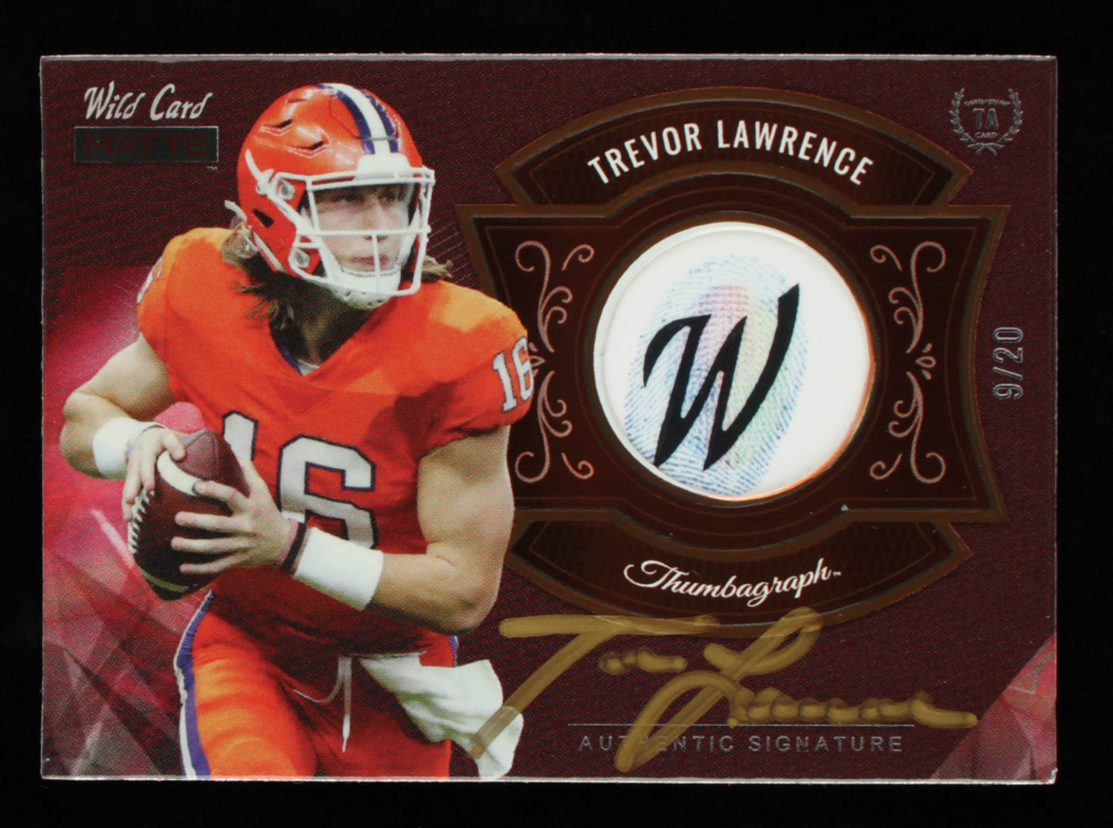 Trevor Lawrence 2021 Wild Card Matte Black Thumbagraphs Fire Red Red ...