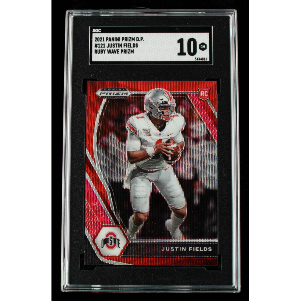 Justin Fields 2021 Panini Prizm Draft Picks Prizms Ruby Wave #121 (SGC ...