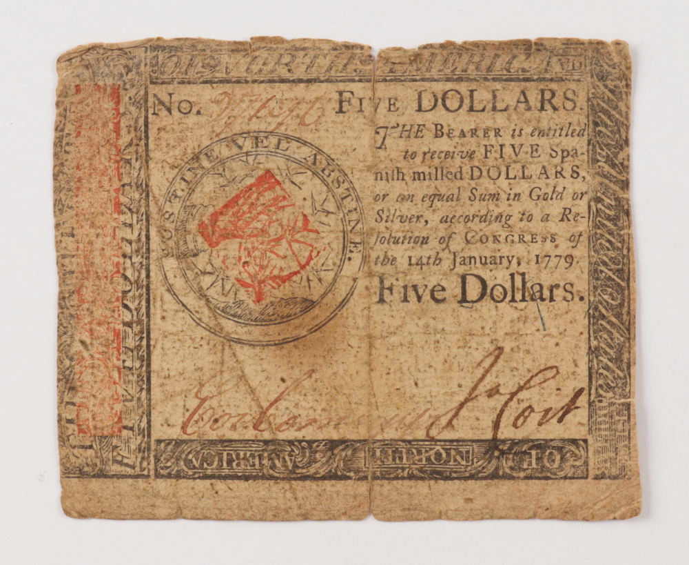 1779 $5 Five Dollars - Continental - Colonial Currency Note | Pristine ...