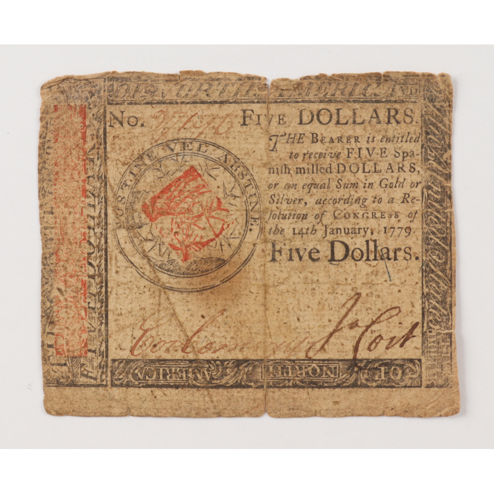 1779 $5 Five Dollars - Continental - Colonial Currency Note | Pristine ...