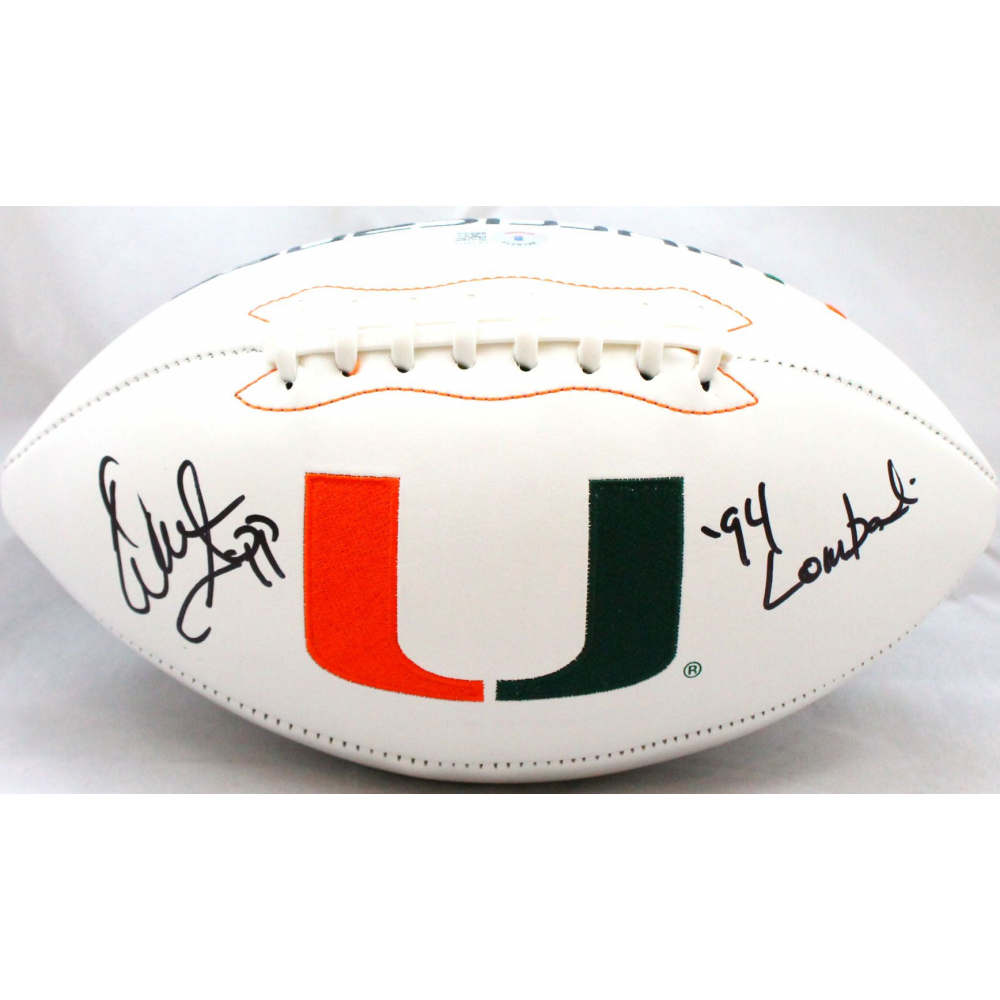 Warren Sapp Signed Miami Hurricanes Logo Football Inscribed "94 ...