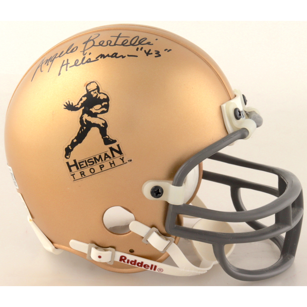 Angelo Bertelli Signed Heisman Trophy Logo Mini Helmet Inscribed ...