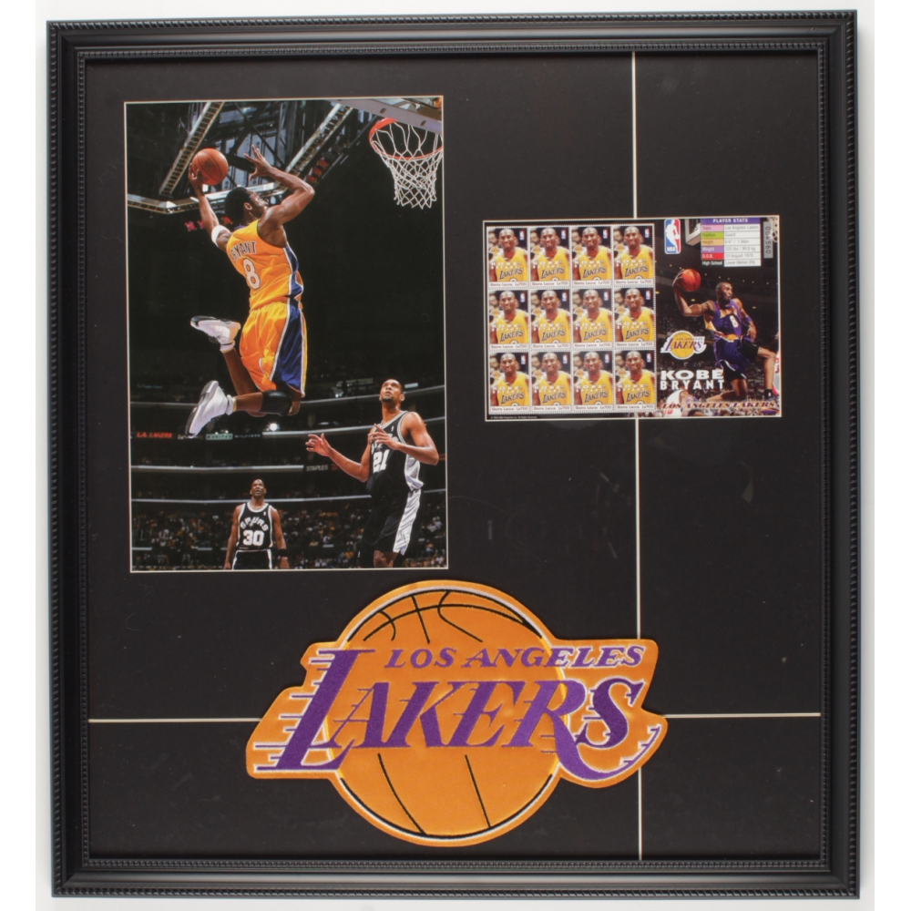 Kobe Bryant Lakers 22x24 Custom Framed Wall Logo With Sheet of Uncut ...