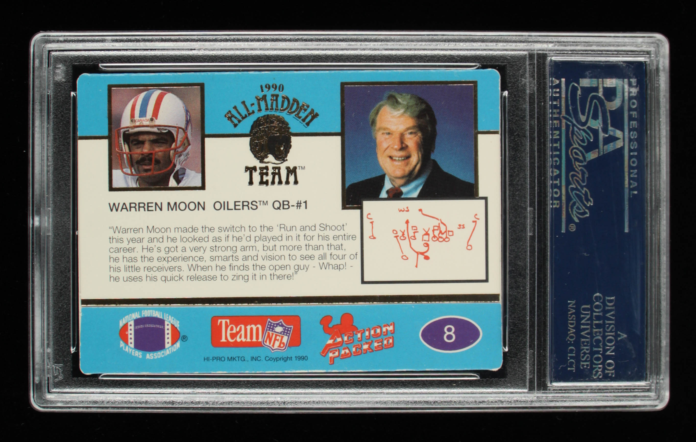 Warren Moon Signed 1990 Action Packed All-Madden #8 (PSA Encapsulated ...