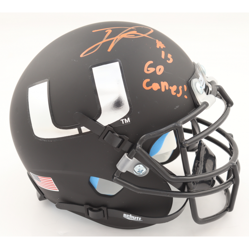 Jaelan Phillips Signed Miami Hurricanes Matte Black Chrome Logo Mini ...