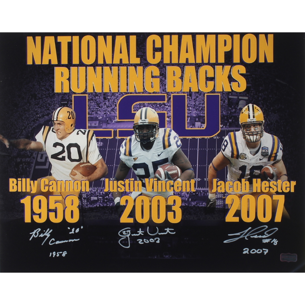 Billy Cannon, Justin Vincent & Jacob Hester Signed LSU Tigers 16x20 ...
