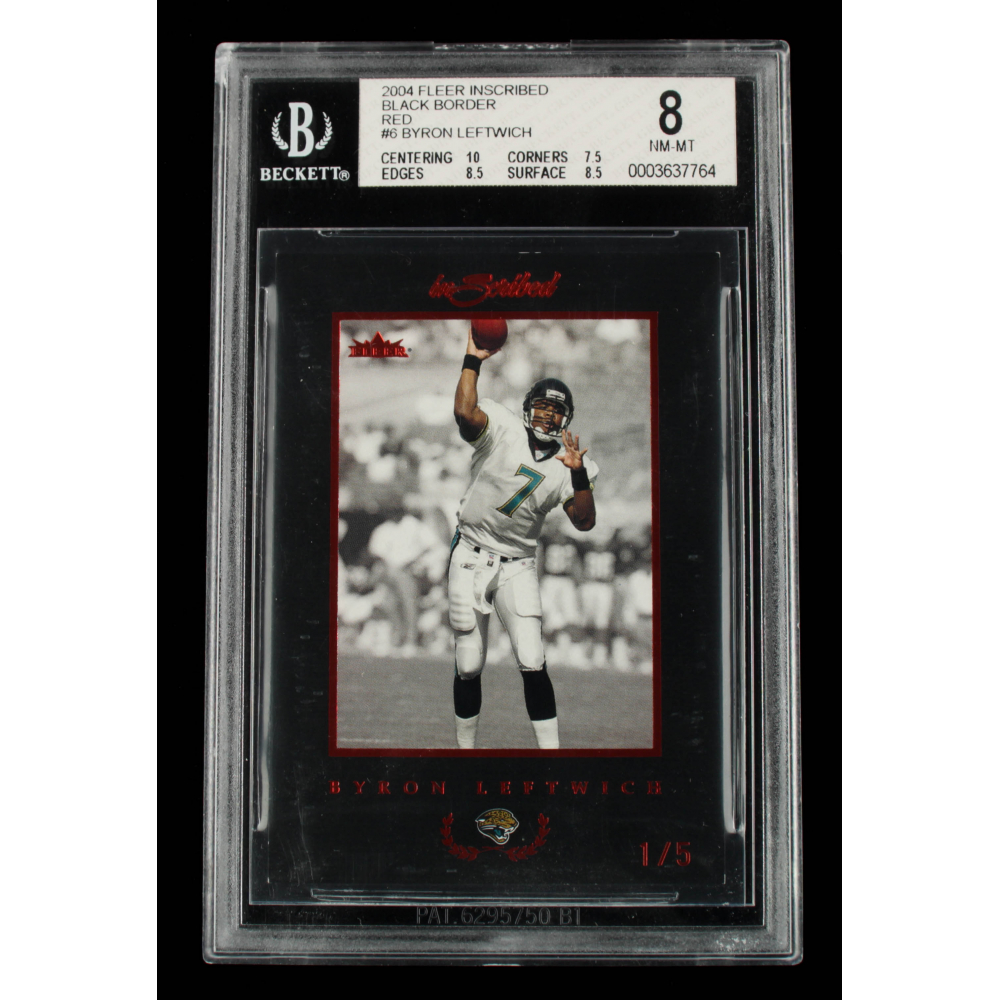 Byron Leftwich 2004 Fleer Inscribed Black Border Red #6 #1/5 (BGS 8 ...