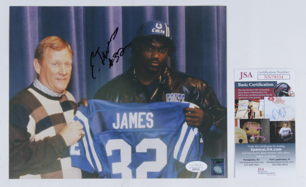 Edgerrin James Signed Colts 8x10 Photo (JSA COA & James Hologram ...