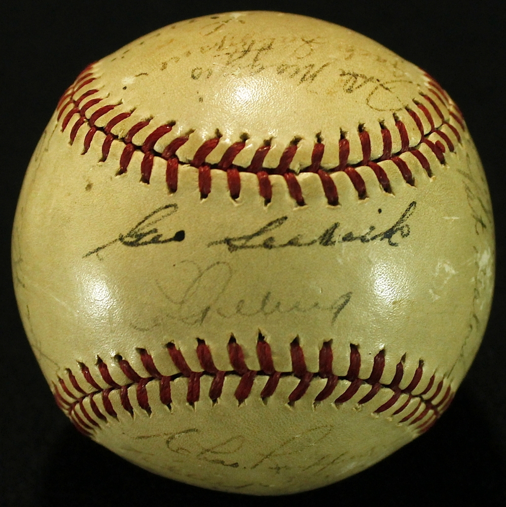 1937 New York Yankees OAL Baseball Team-Signed by (25) with Lou Gehrig ...