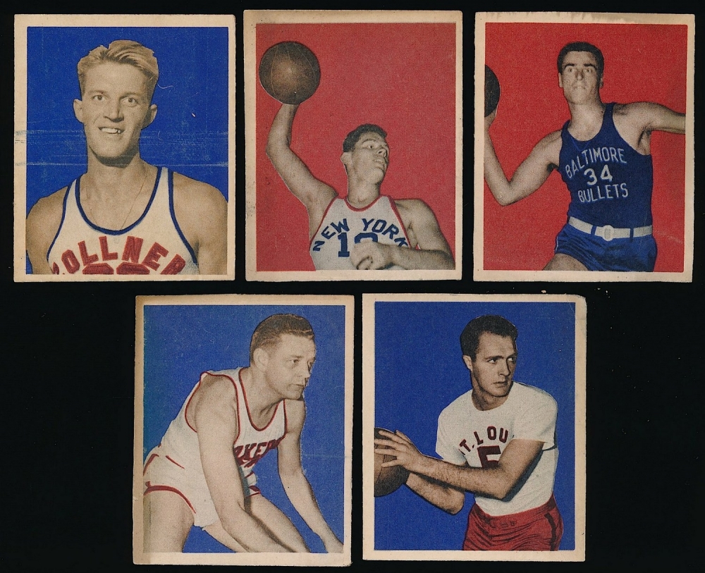 Lot of (5) 1948 Bowman Basketball Cards with Bob Doll, Leo John Mogus ...