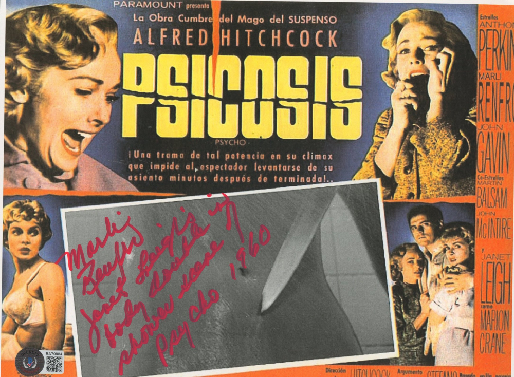 Marli Renfro Signed "Psycho" 8x10 Print Inscribed "Janet Leigh's Body ...