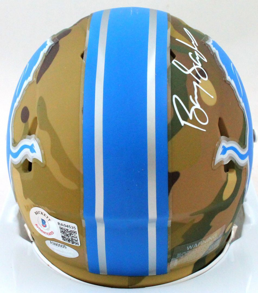Barry Sanders Signed Lions Camo Alternate Speed Mini Helmet (Beckett ...