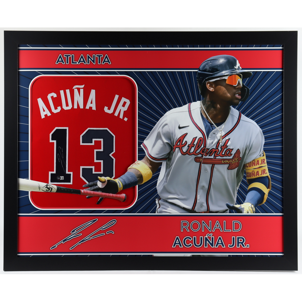 Ronald Acuna Jr. Signed 35x43 Custom Framed Jersey (Beckett COA ...