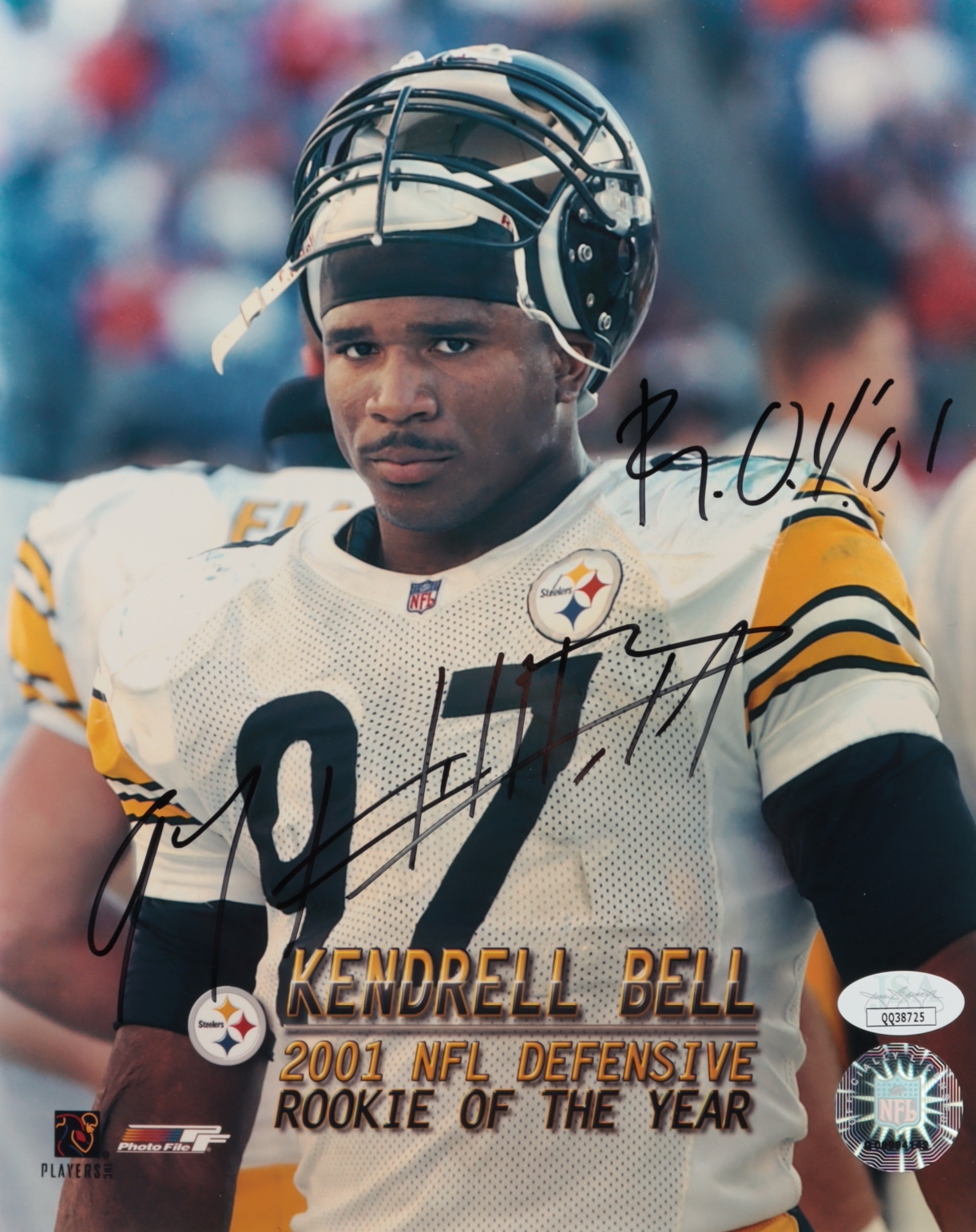 Kendrell Bell Signed Steelers 8x10 Photo Inscribed "R.O.Y. '01" (JSA ...