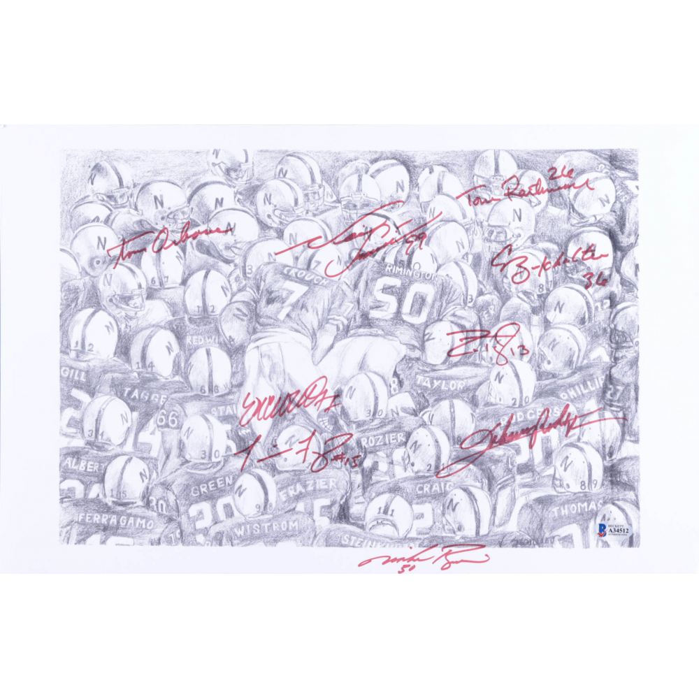 "Husker Legends" 11x17 Lithograph Signed By (9) with Eric Crouch, Tom ...