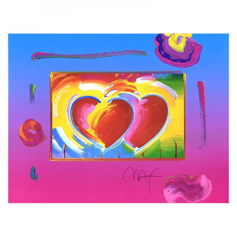 Peter Max Signed "Two Hearts on Blends" Limited Edition 26x30 Custom ...