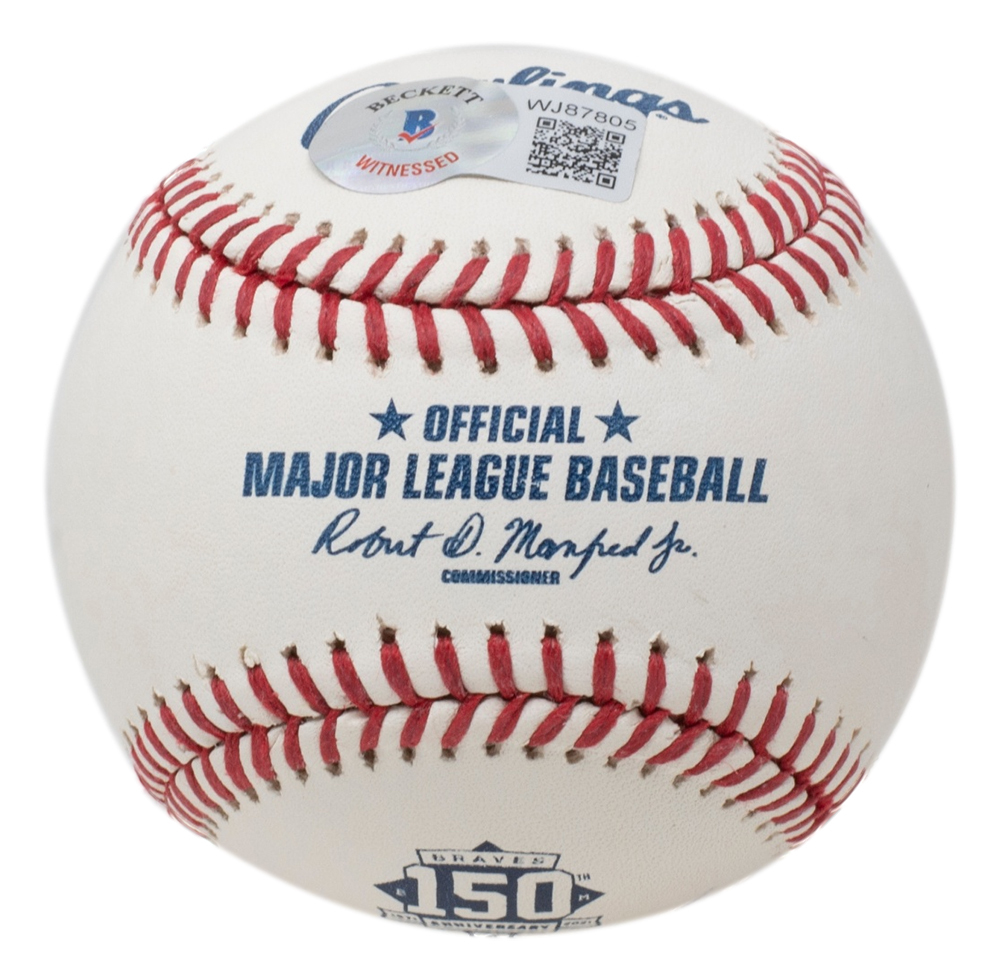 Ronald Acuna Jr. Signed Braves 150th Anniversary Logo OML Baseball ...