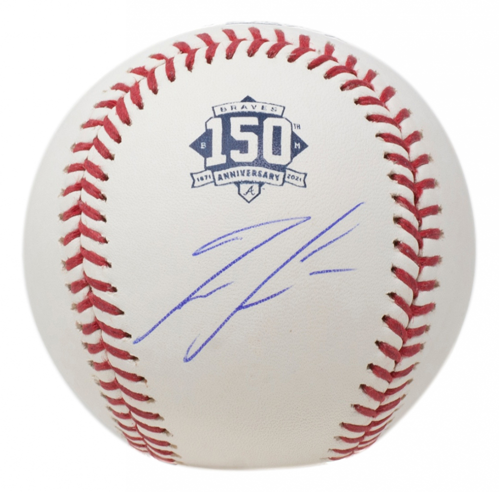 Ronald Acuna Jr. Signed Braves 150th Anniversary Logo OML Baseball ...
