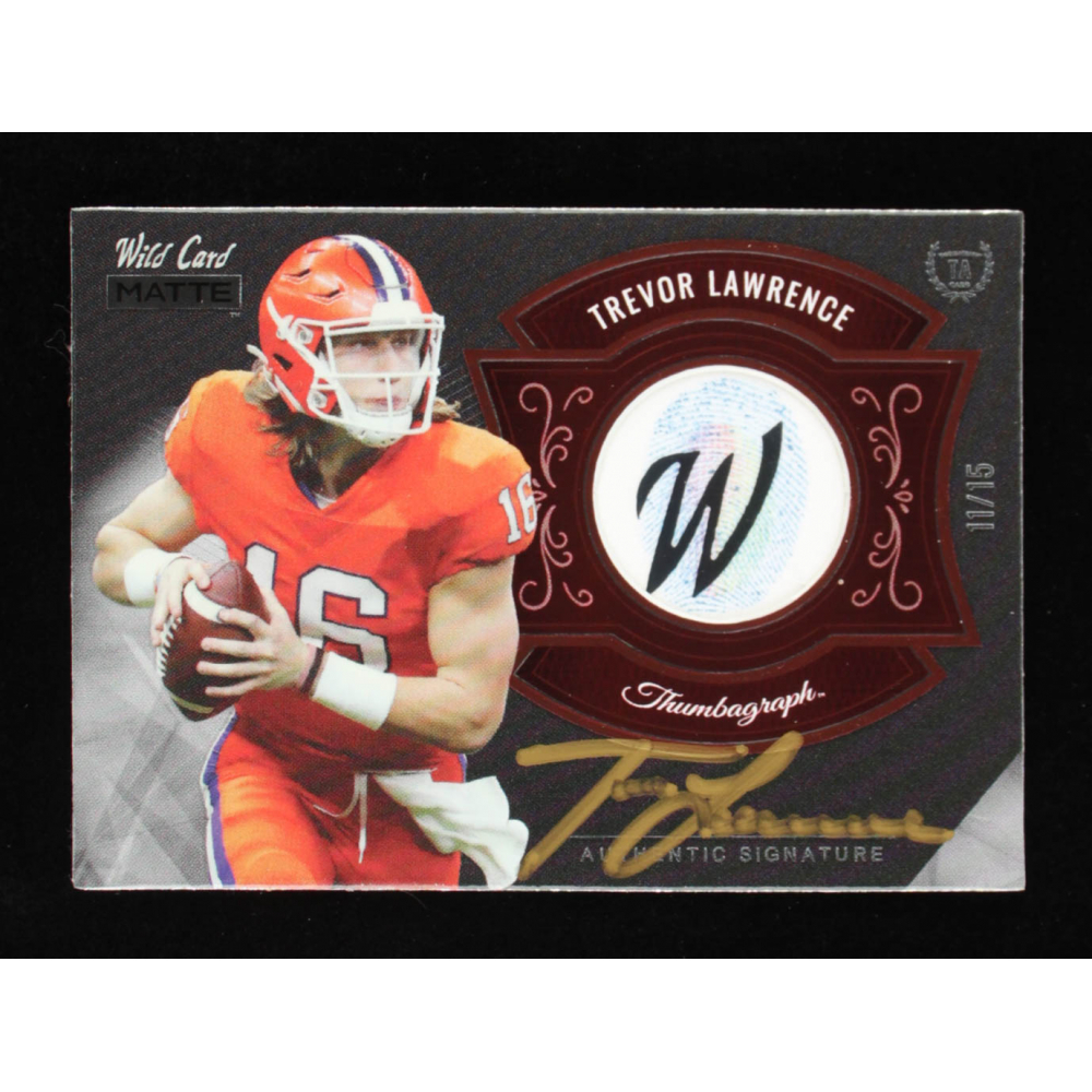 Trevor Lawrence 2021 Wild Card Matte Black Thumbagraphs Red #MTA1 #11/ ...