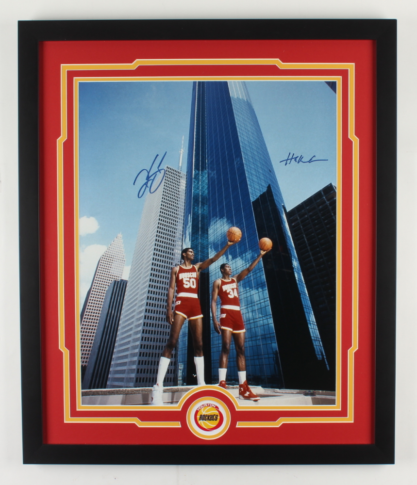Hakeem Olajuwon & Ralph Sampson Signed Rockets 22x26 Custom Framed ...