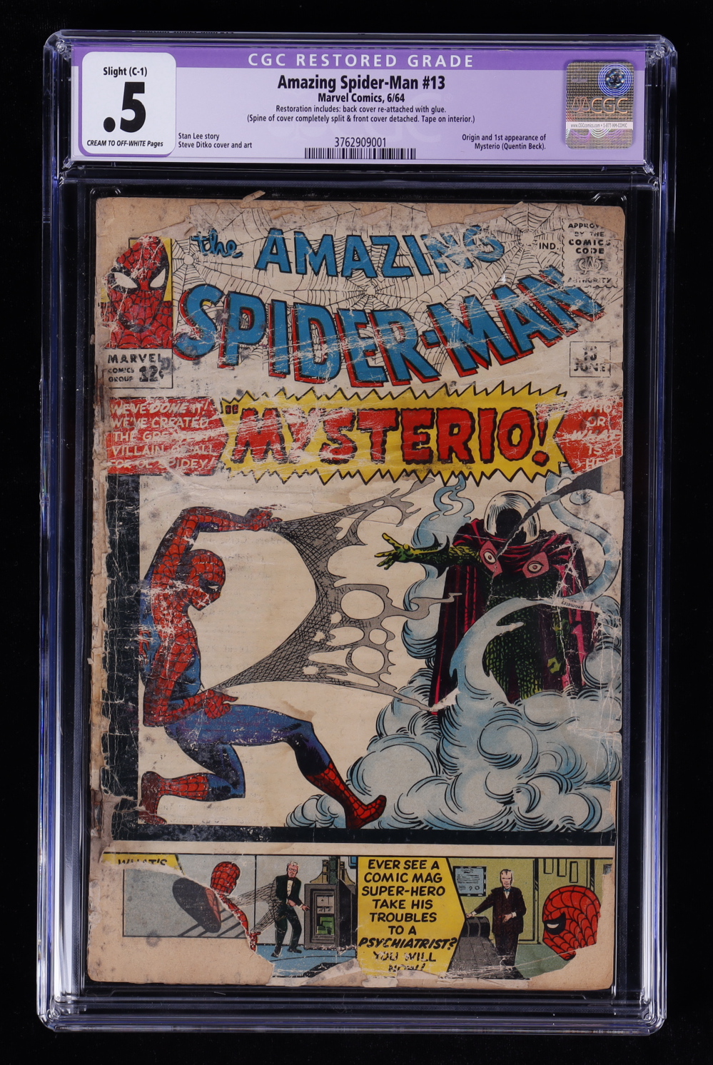 1964 "Amazing Spider-Man" Issue #13 Marvel Comic Book (CGC Restored 0.5 ...
