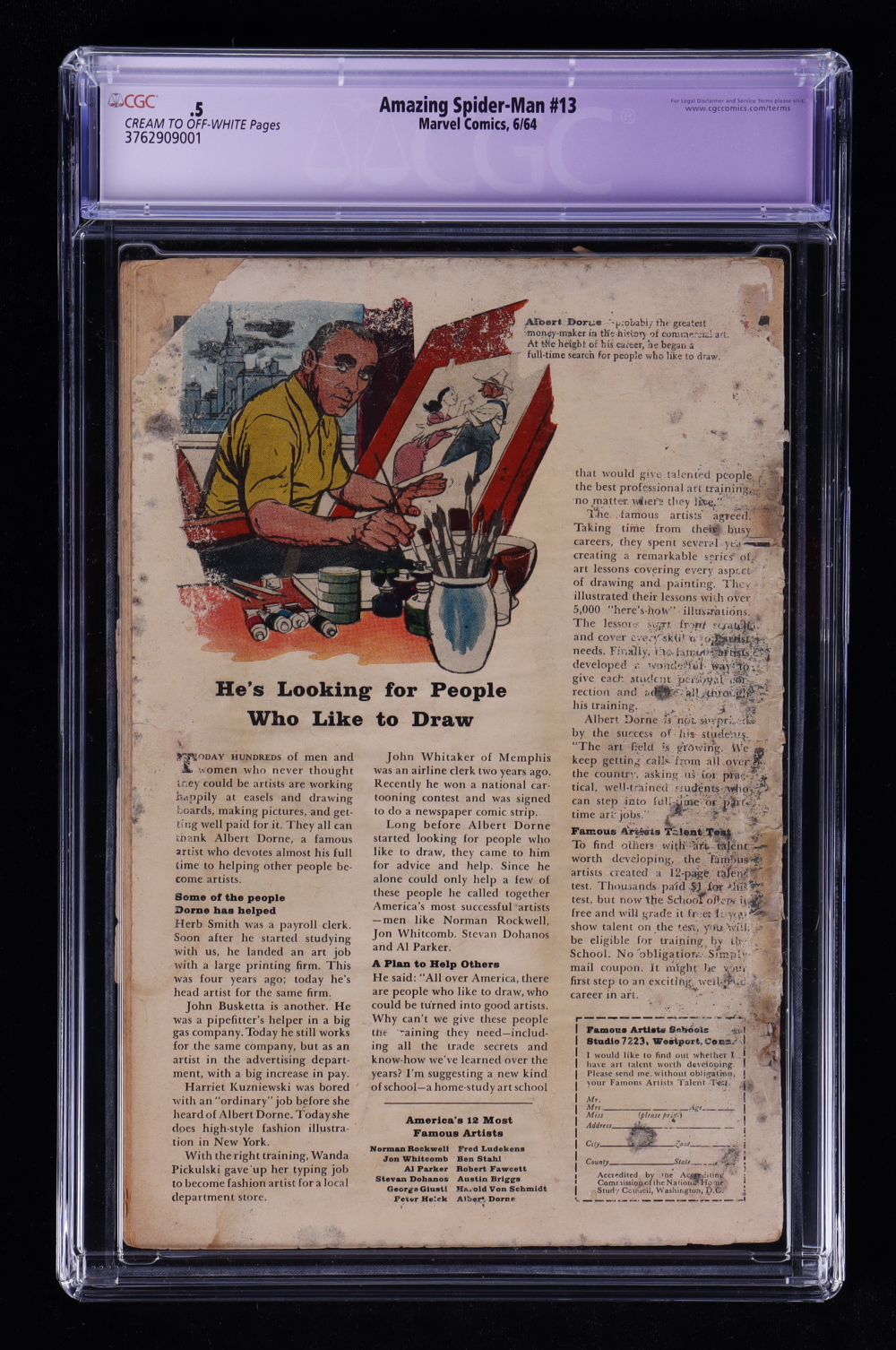 1964 "Amazing Spider-Man" Issue #13 Marvel Comic Book (CGC Restored 0.5 ...