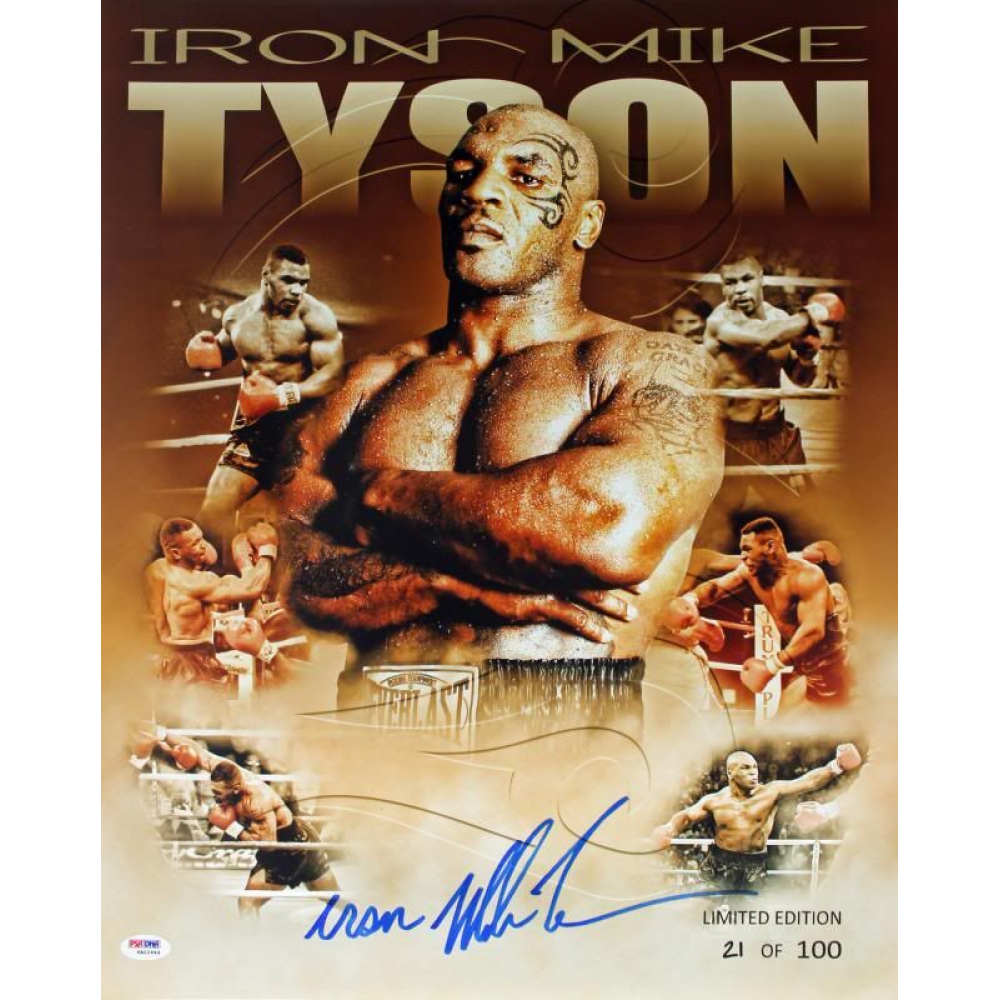 Mike Tyson Signed LE Collage Photo 16x20 Photo Inscribed "Iron" (PSA ...