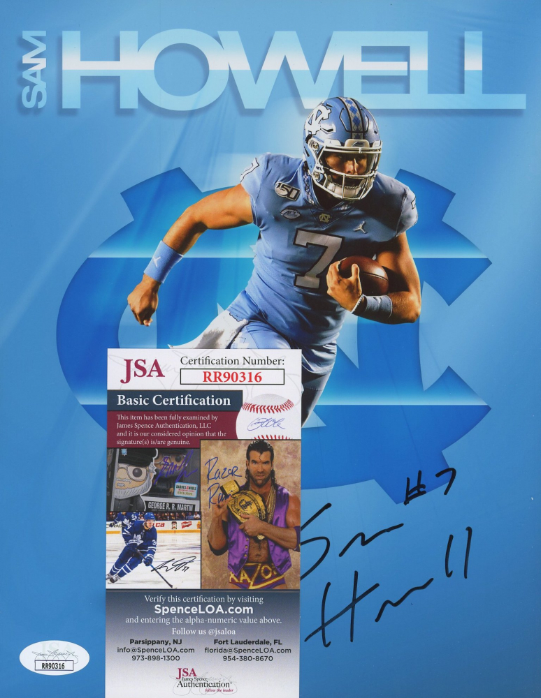 Sam Howell Signed North Carolina Tar Heels 8x10 Photo (JSA) | Pristine ...