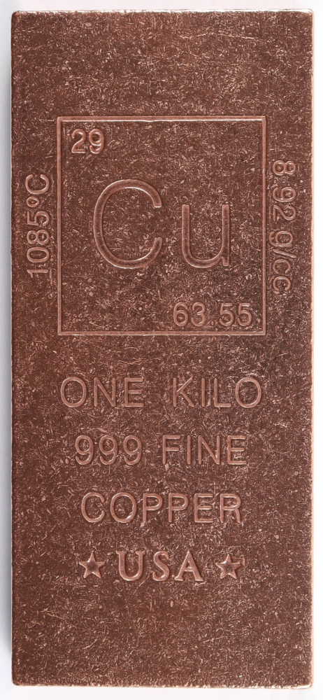 One Kilo .999 Fine Copper Periodic Table Design Bullion Bar | Pristine ...