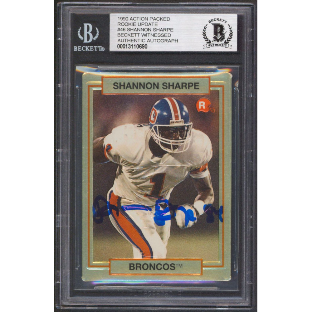 Shannon Sharpe Signed 1990 Action Packed Rookie Update #46 RC (BGS ...