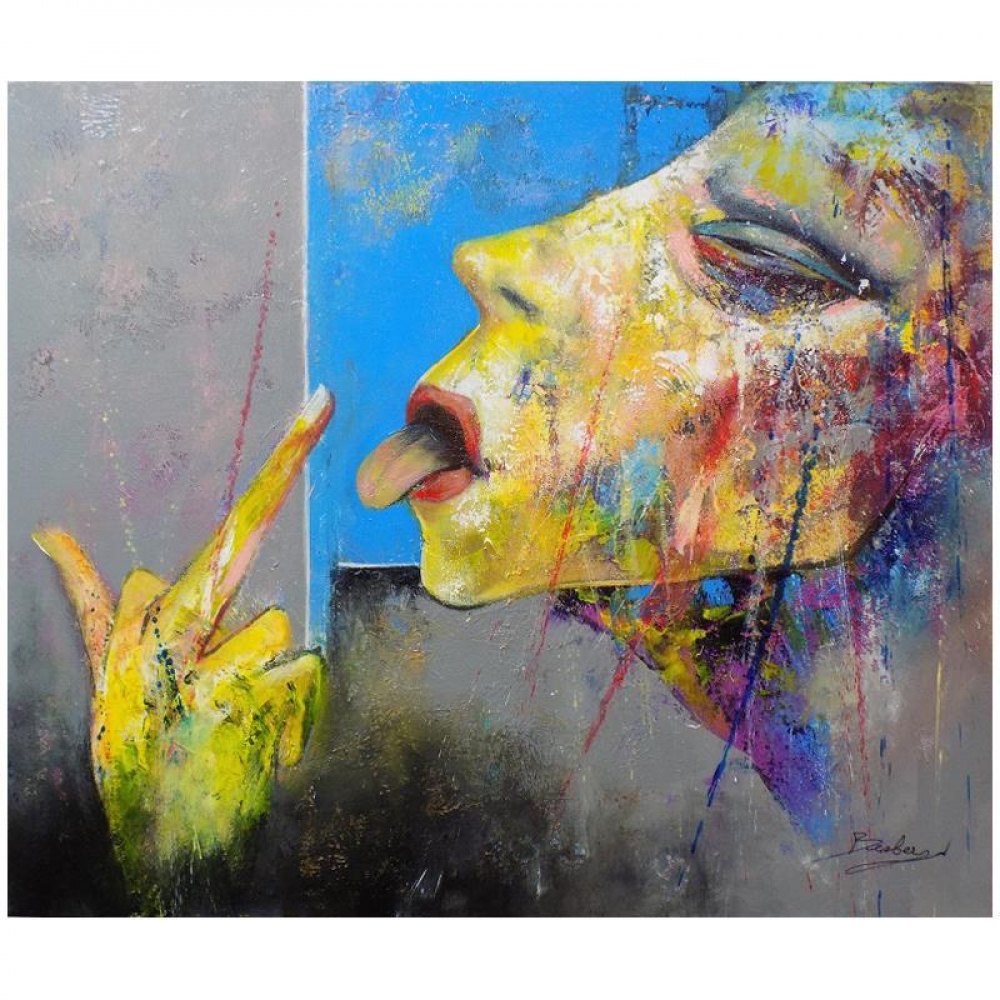 Berberyan Signed "Up Yours" 30x36 Original Painting on Canvas (PA ...