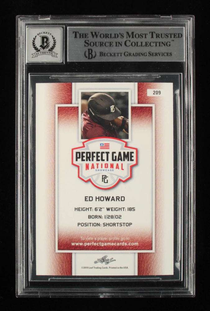 Ed Howard Signed 2018 Leaf Perfect Game National Showcase #209 (BGS ...