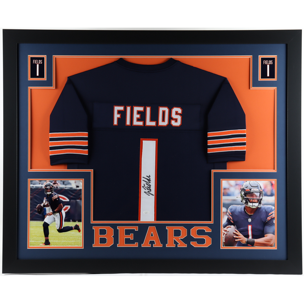 Justin Fields Signed 35x43 Custom Framed Jersey Display (JSA ...