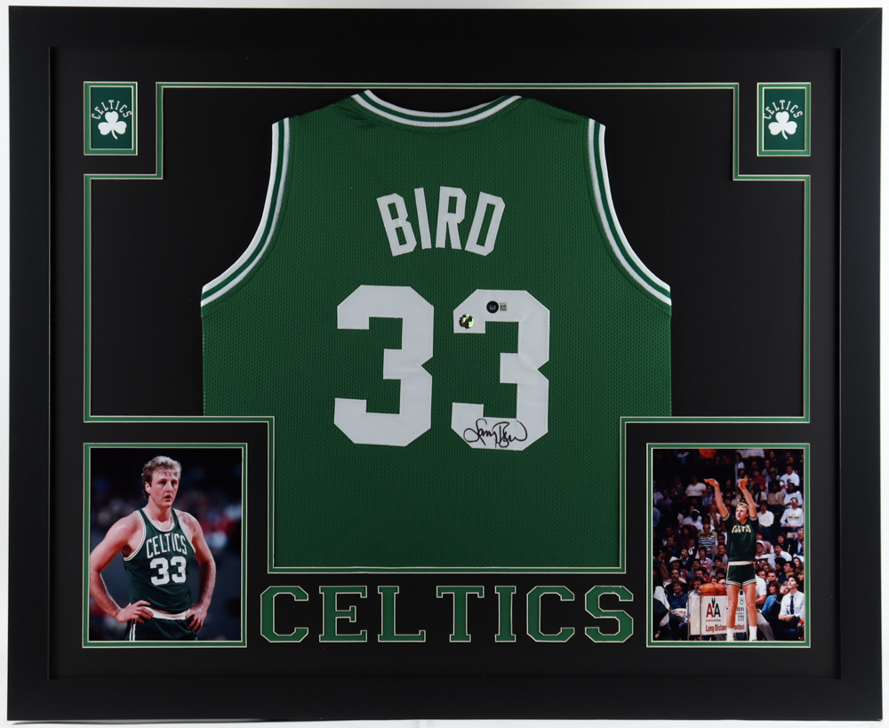 Larry Bird Signed 35x43 Custom Framed Jersey Display (Beckett COA & Bird Hologram) | Pristine ...