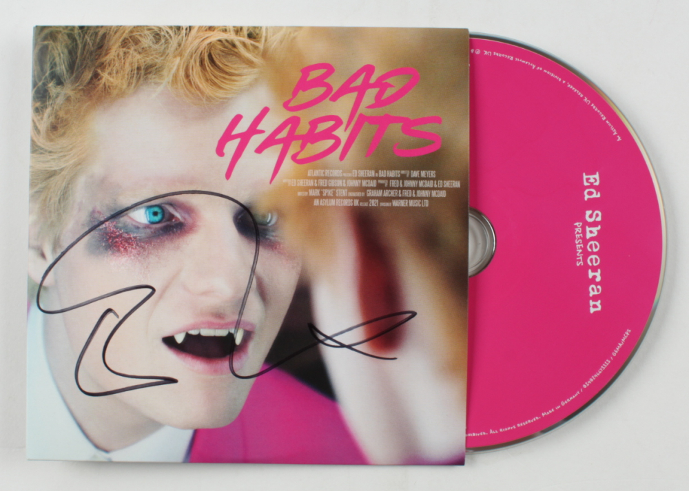 Ed Sheeran Signed "Bad Habits" CD Disc Cover (JSA COA) | Pristine Auction