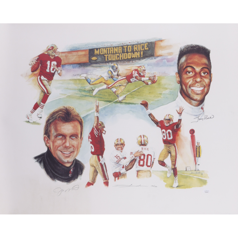 Joe Montana & Jerry Rice Signed "Montana To Rice- Touchdown!" 24x30 LE ...