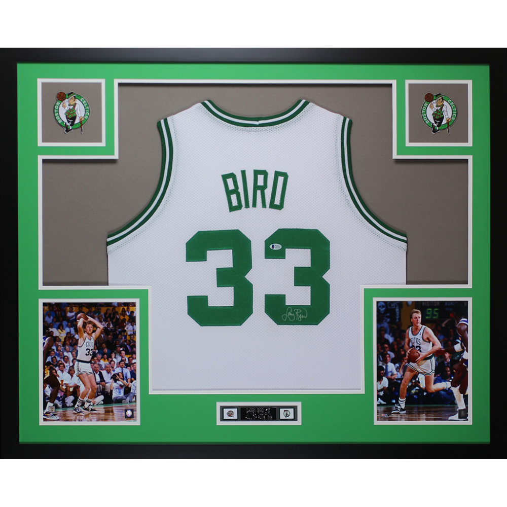 Larry Bird Signed 35x43 Custom Framed Jersey Display (Beckett) | Pristine Auction