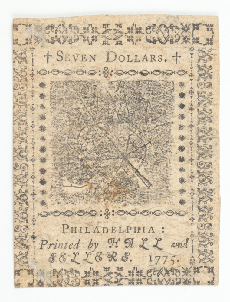 1775 $7 Seven-Dollars - Continental - Colonial Currency Note | Pristine ...