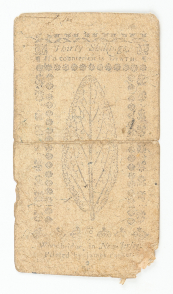 1764 30s. Thirty Shillings - New Jersey - Colonial Currency Note ...